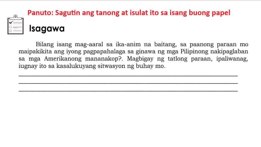 Panuto: Sagutin ang tanong at isulat ito sa | StudyX
