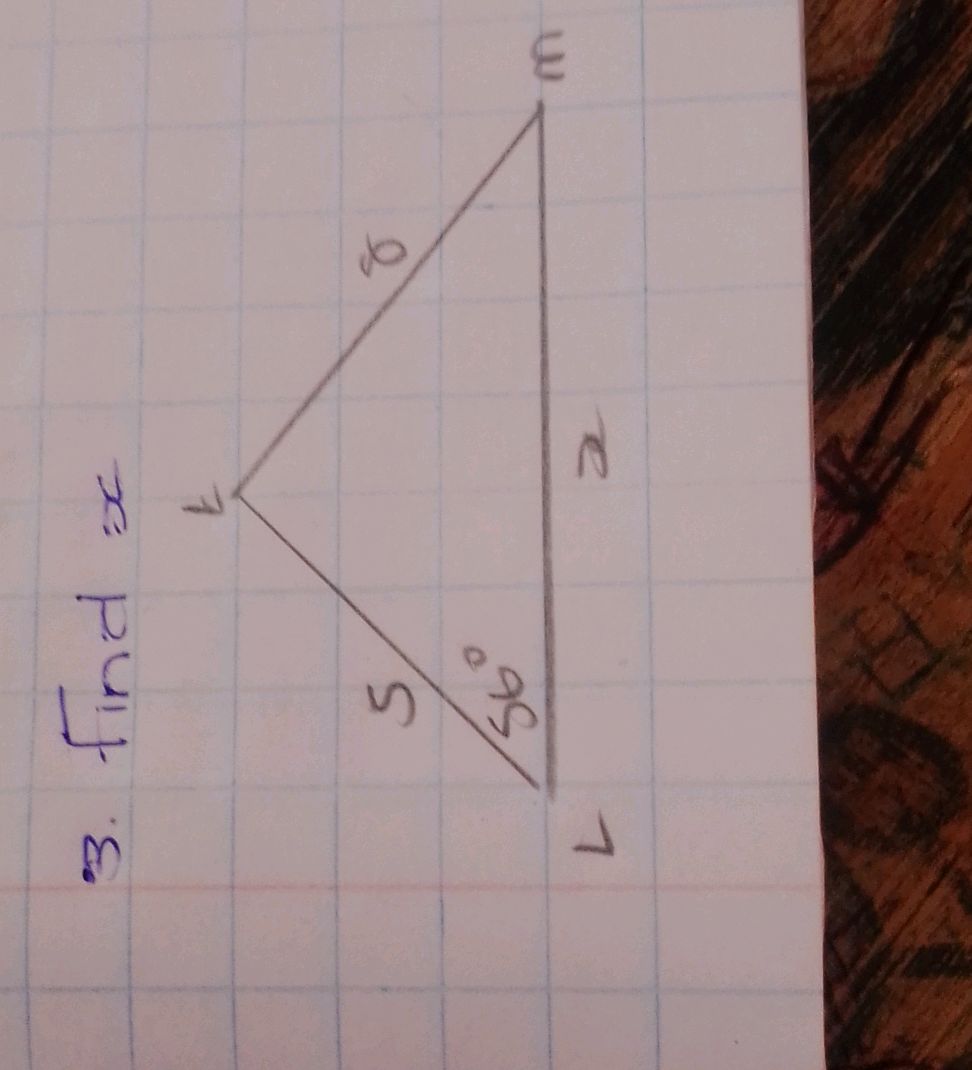 Find x In the triangle, one angle is 56