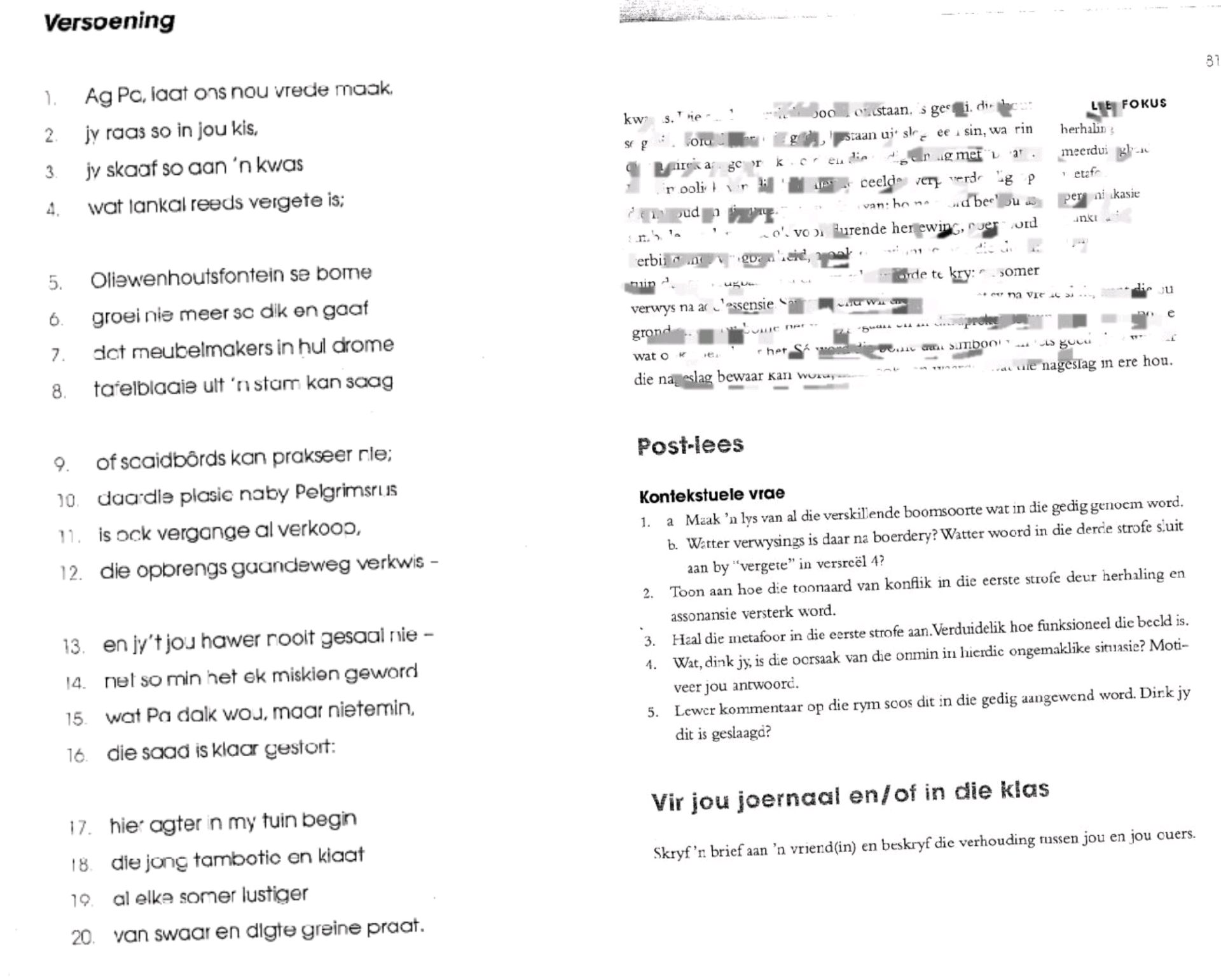 Kontekstuele vrae 1. a Maak 'n lys van al