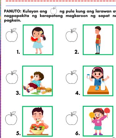 PANUTO: Kulayan ang ng pula kung ang larawan