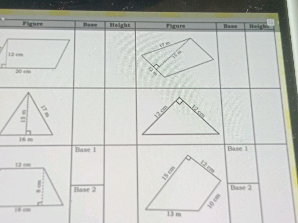 Figure | Base | Height ---|---|--- | StudyX