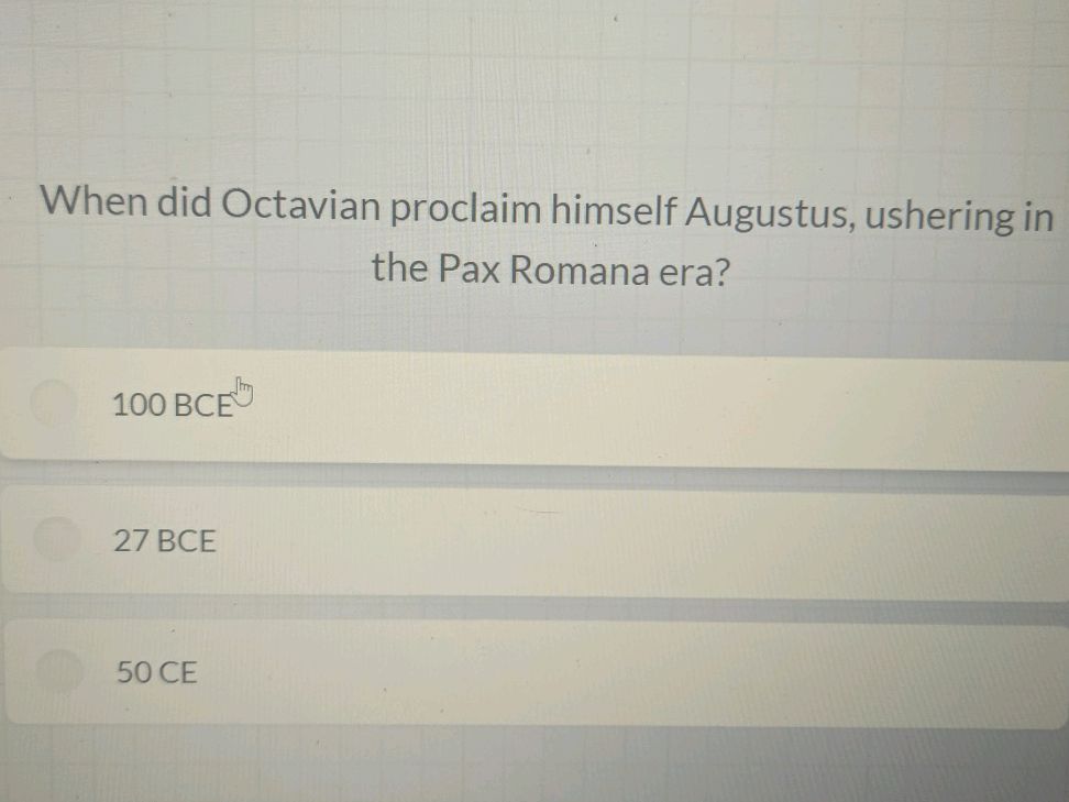 When did Octavian proclaim himself Augustus, | StudyX