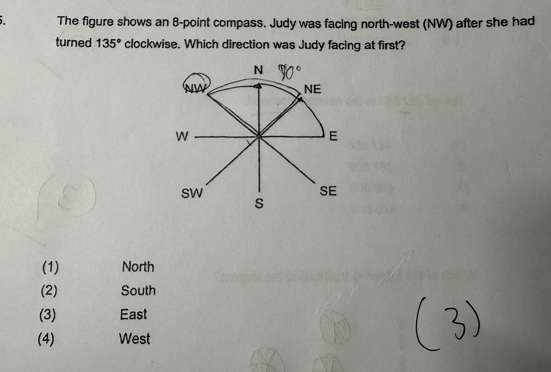 The figure shows an 8-point compass. Judy | StudyX