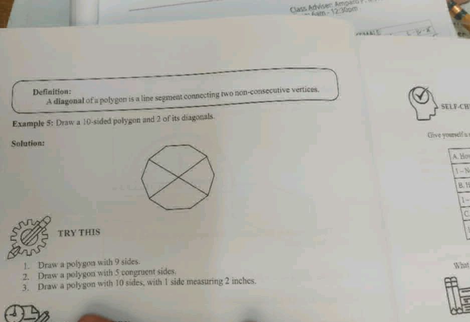 Example 5: Draw a 10-sided polygon and 2 of
