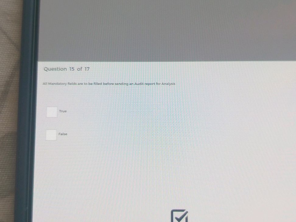 Question 15 of 17 All Mandatory fields are