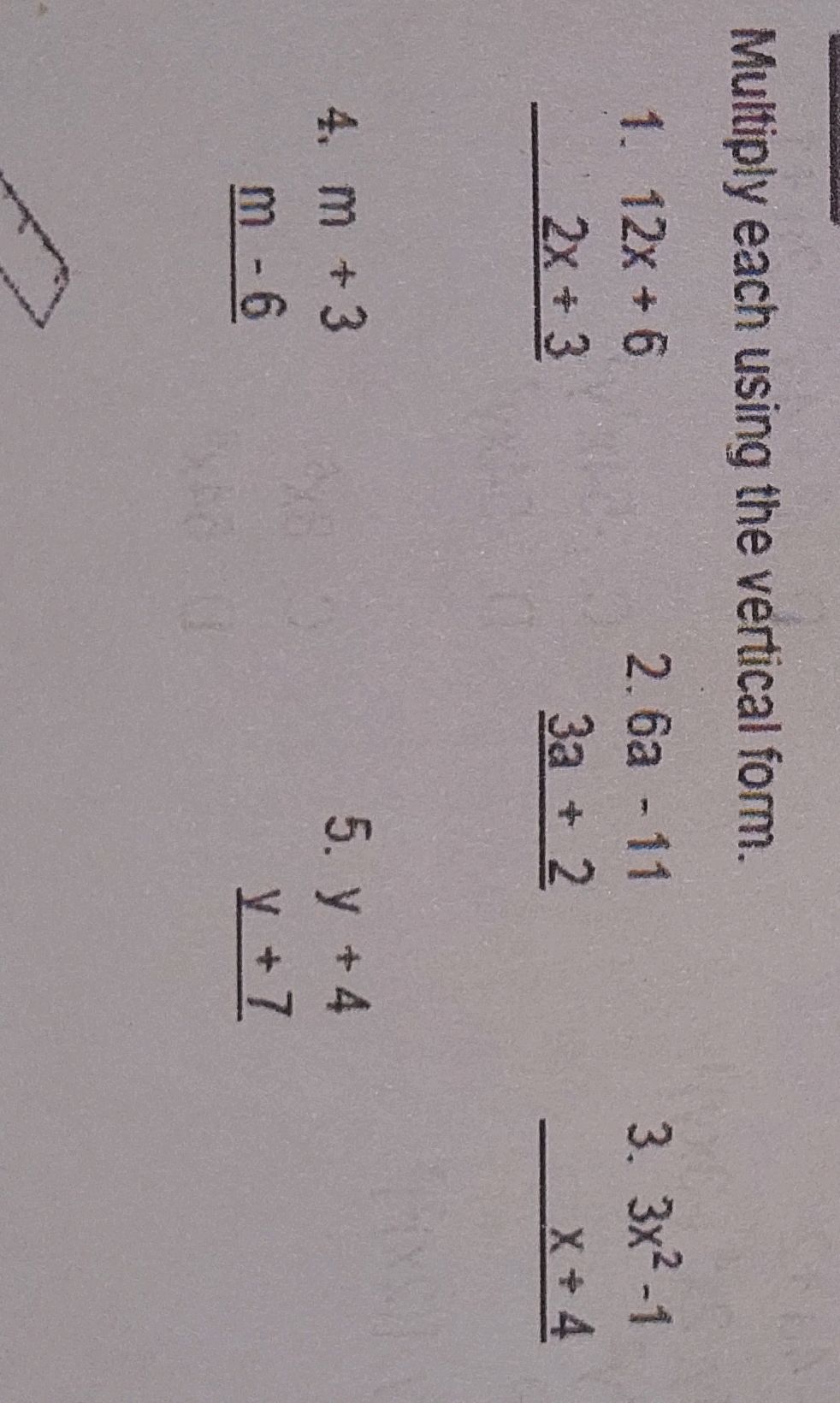 Multiply each using the vertical form. 1. | StudyX