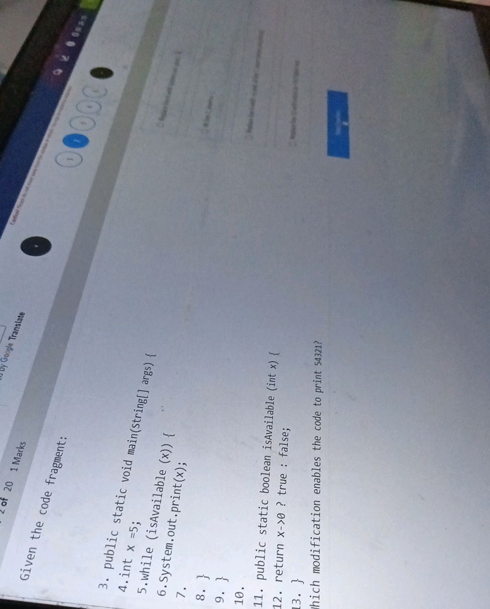 Given the code fragment: ```java 3. public | StudyX