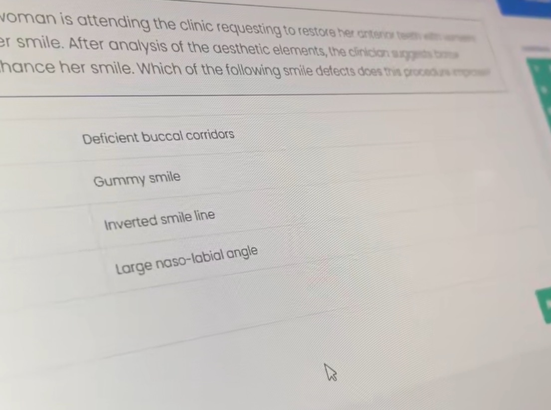 Which of the following smile defects does | StudyX
