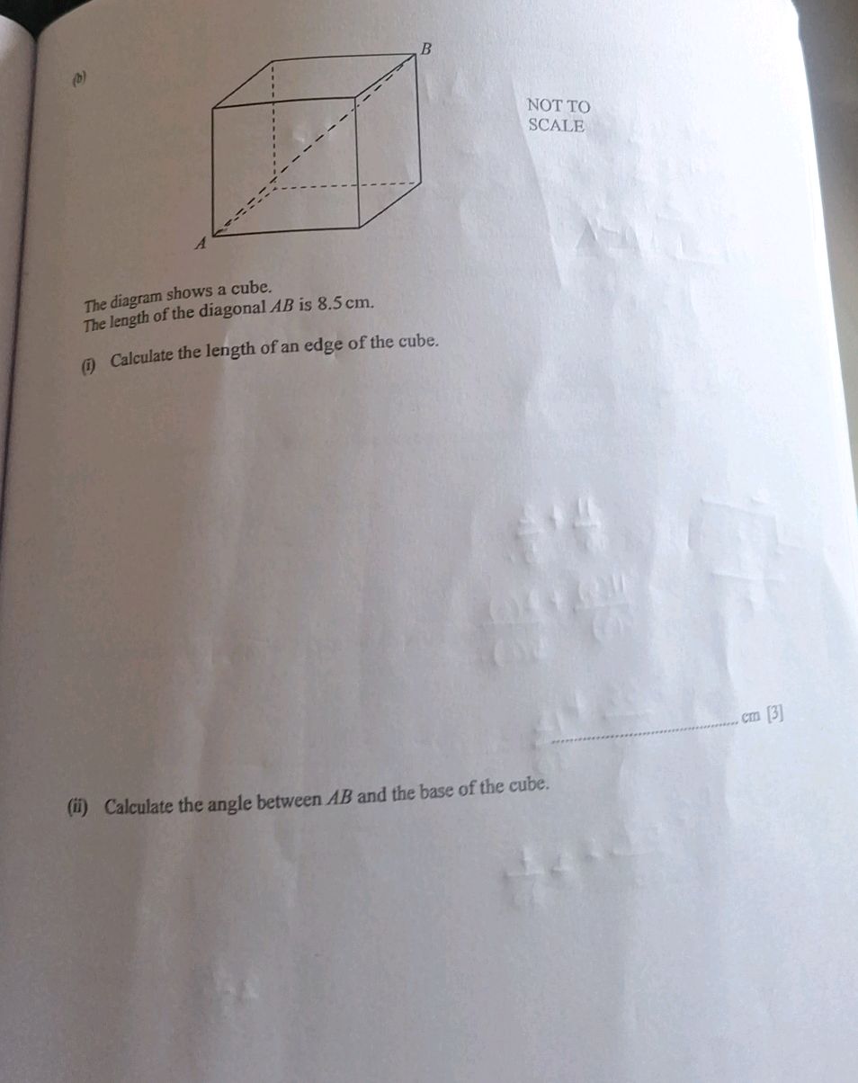 The diagram shows a cube. The length of the