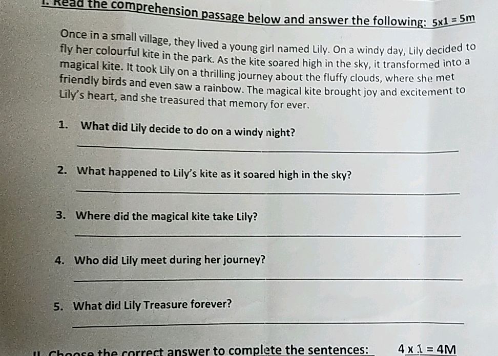 Read the comprehension passage below and | StudyX