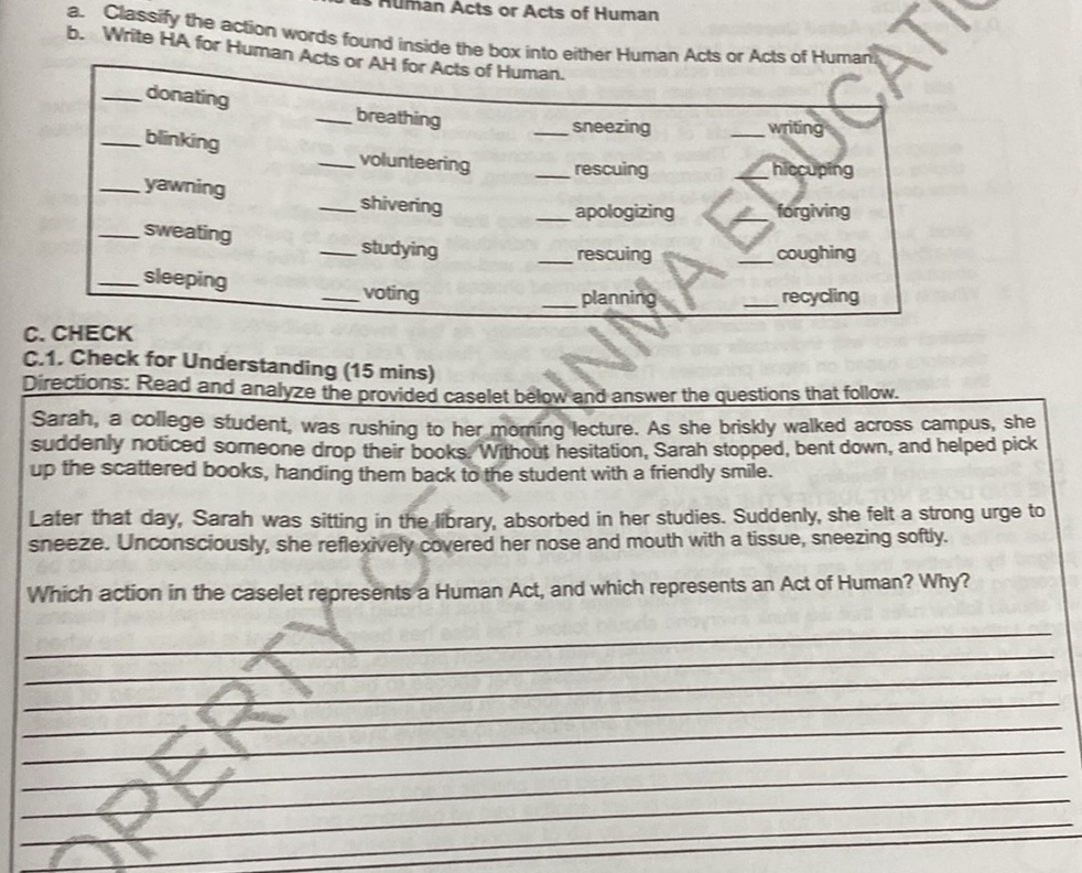 a. Classify the action words found inside | StudyX