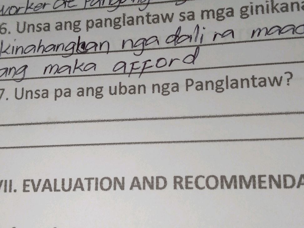 6. Unsa ang panglantaw sa mga ginikana | StudyX