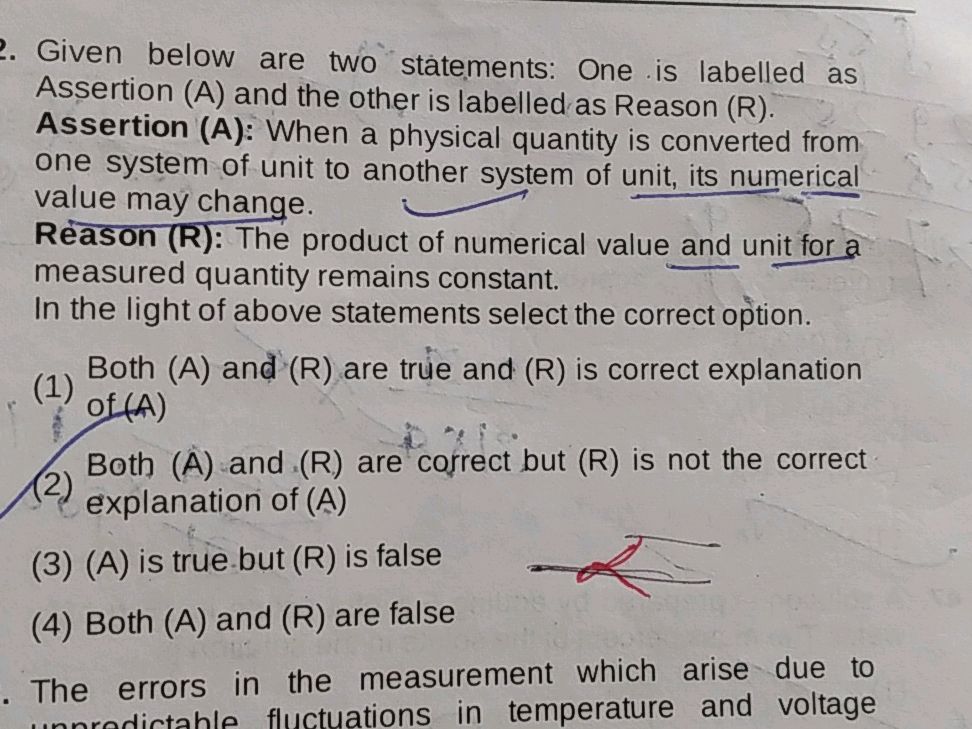 2. Given below are two statements: One is | StudyX