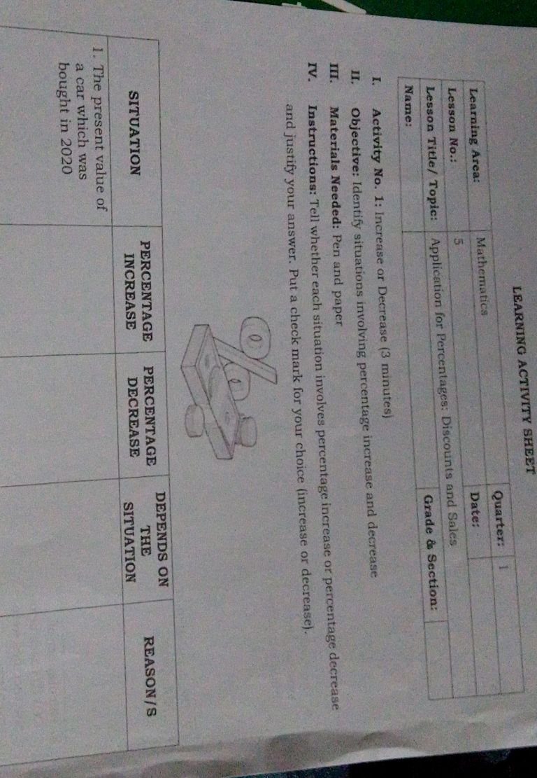 I. Activity No. 1: Increase or Decrease (3 | StudyX