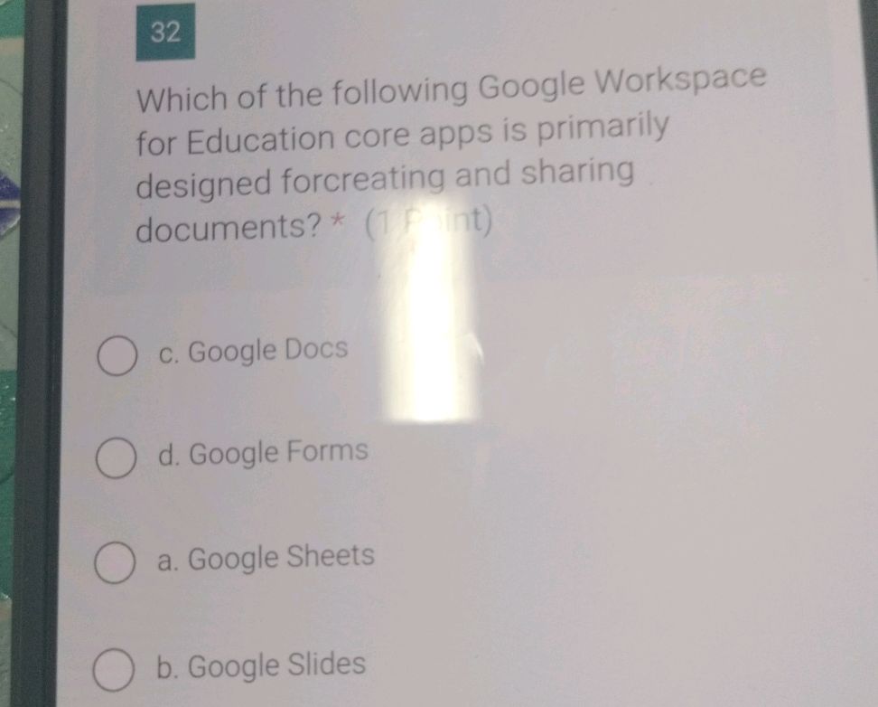 Which of the following Google Workspace for | StudyX
