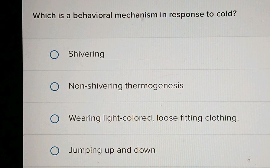 Which is a behavioral mechanism in response | StudyX