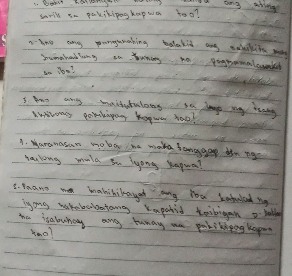 1. Bakit kailangan ang ating sarili sa | StudyX