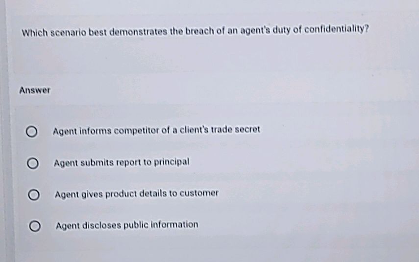 Which scenario best demonstrates the breach | StudyX