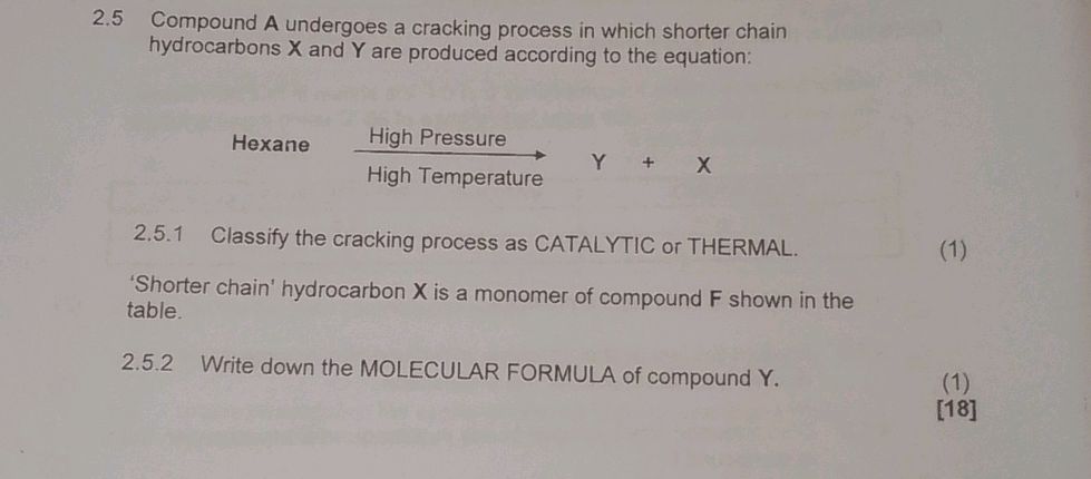 2.5 Compound A undergoes a cracking process | StudyX