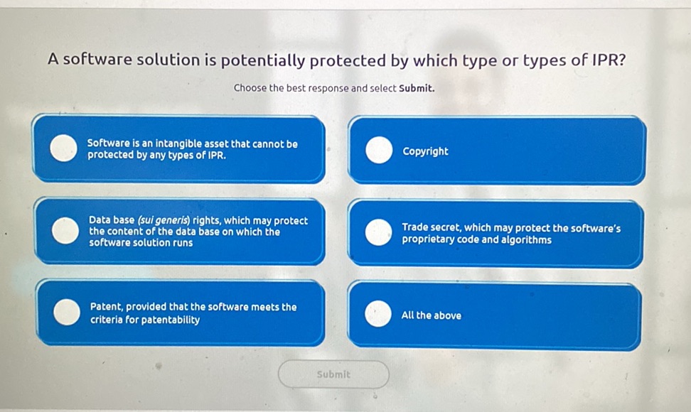 A software solution is potentially protected