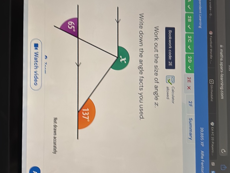 Work out the size of angle *x*. Write down | StudyX