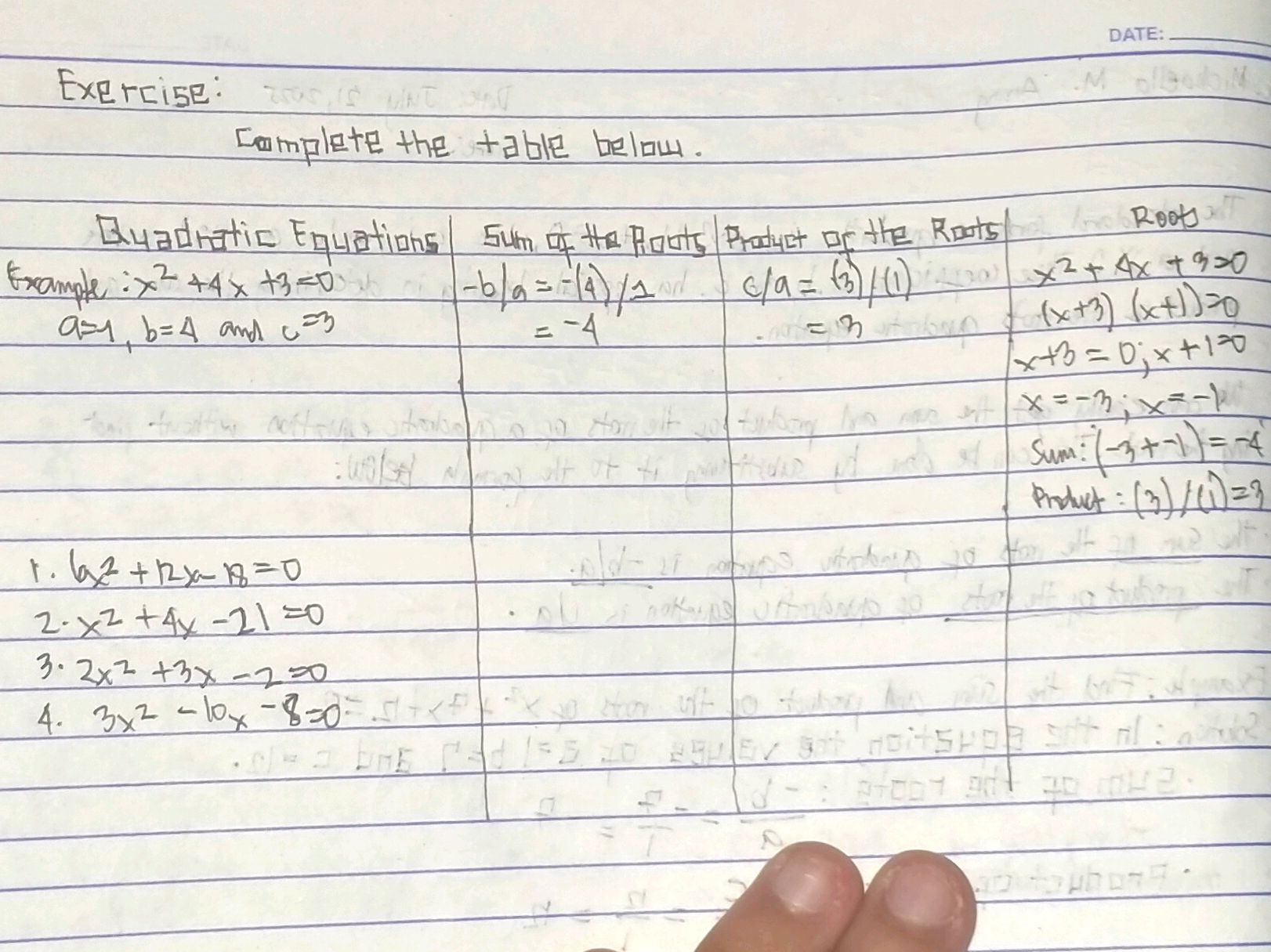 Exercise: Complete the table below. | | StudyX