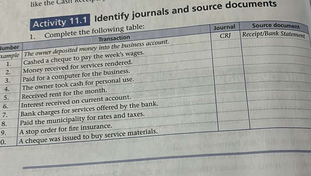 Complete the following table: | Number | | StudyX