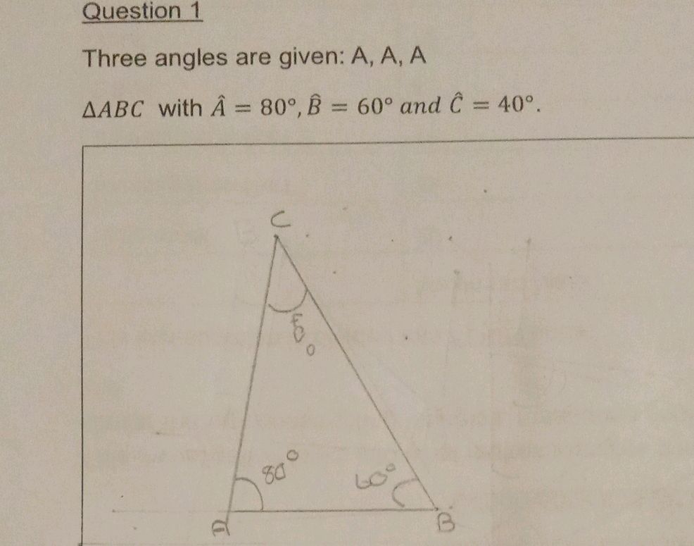 Question 1 Three angles are given: A, A, A | StudyX