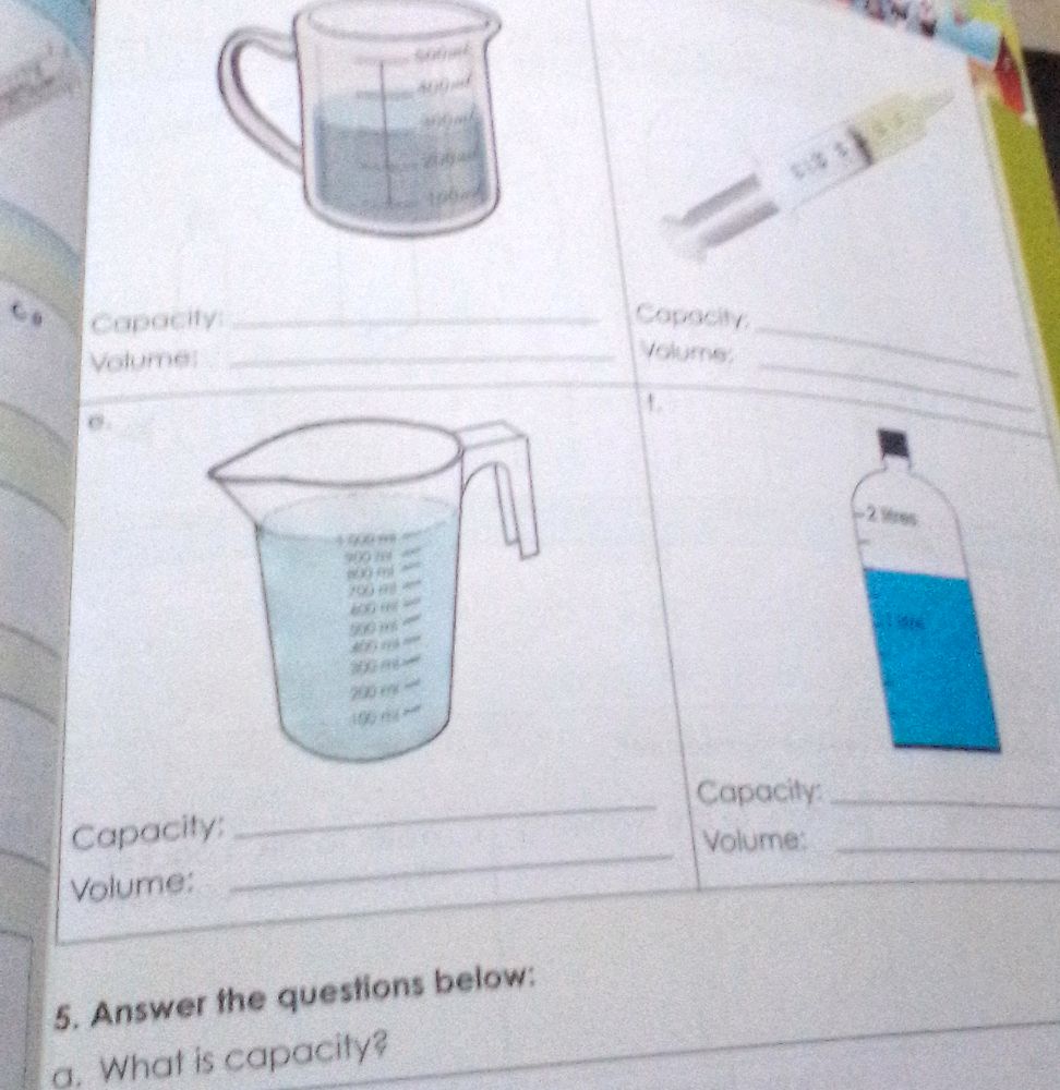 Capacity: Volume: Capacity: Volume: | StudyX
