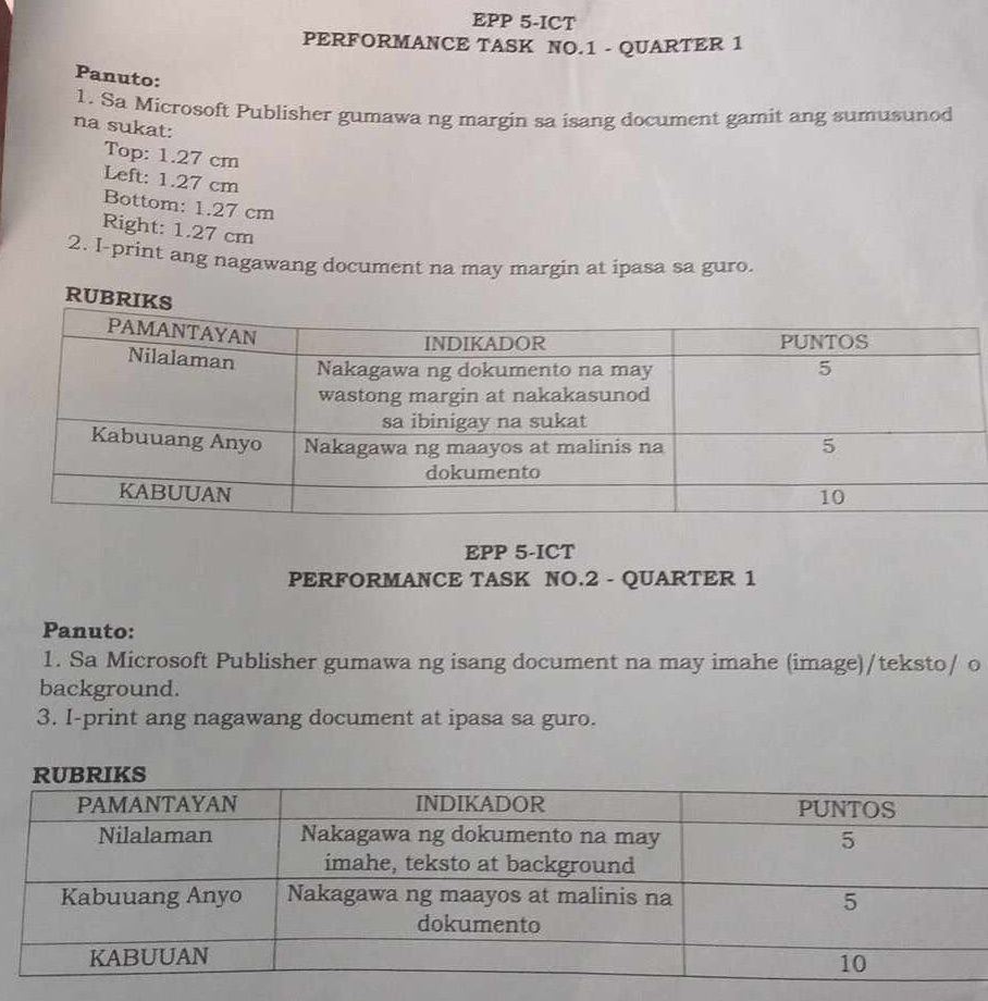 EPP 5-ICT PERFORMANCE TASK NO.1 - QUARTER 1 | StudyX