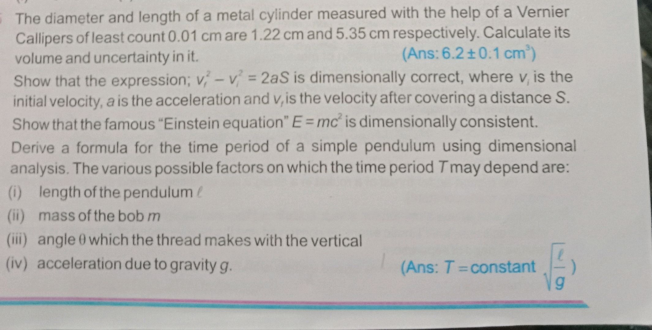 5 The diameter and length of a metal