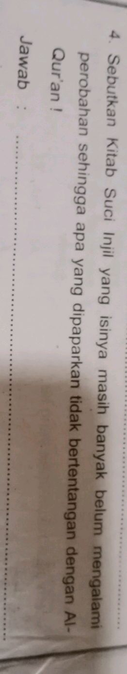 4. Sebutkan Kitab Suci Injil yang isinya | StudyX