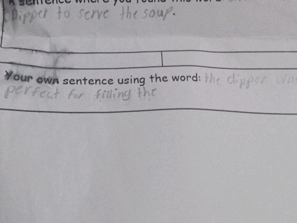 Your own sentence using the word: the dipper | StudyX