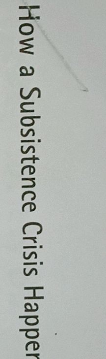 Causes of Subsistence Crises | StudyX