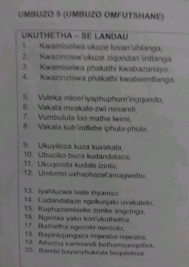 UMBUZO 5 (UMBUZO OMFUTSHANE) UKUTHETHA - SE | StudyX