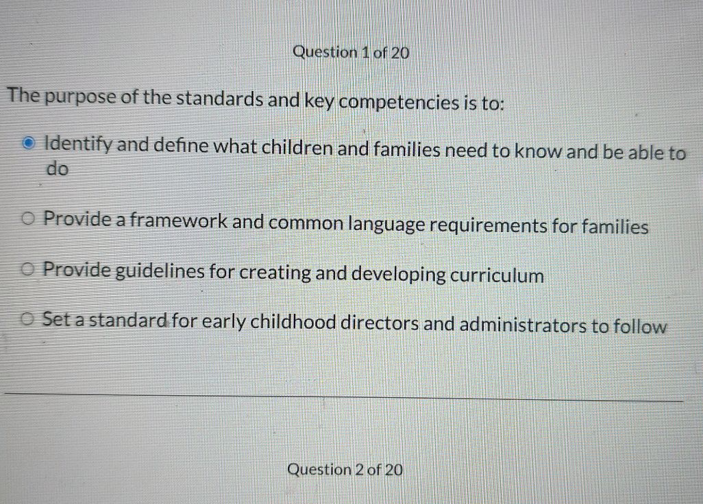 The purpose of the standards and key
