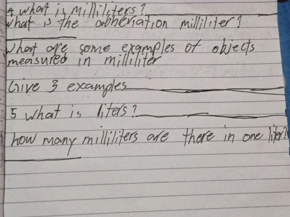 4 what is milliliters? what is the | StudyX