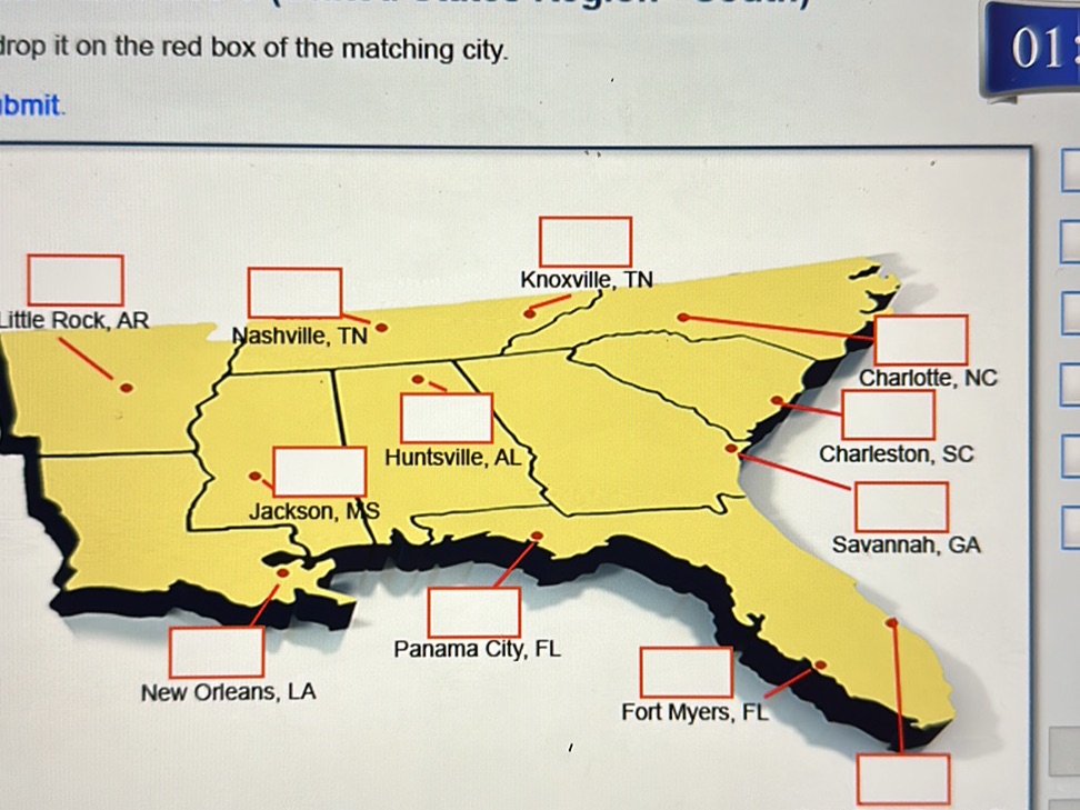 Match the cities to the correct locations on | StudyX