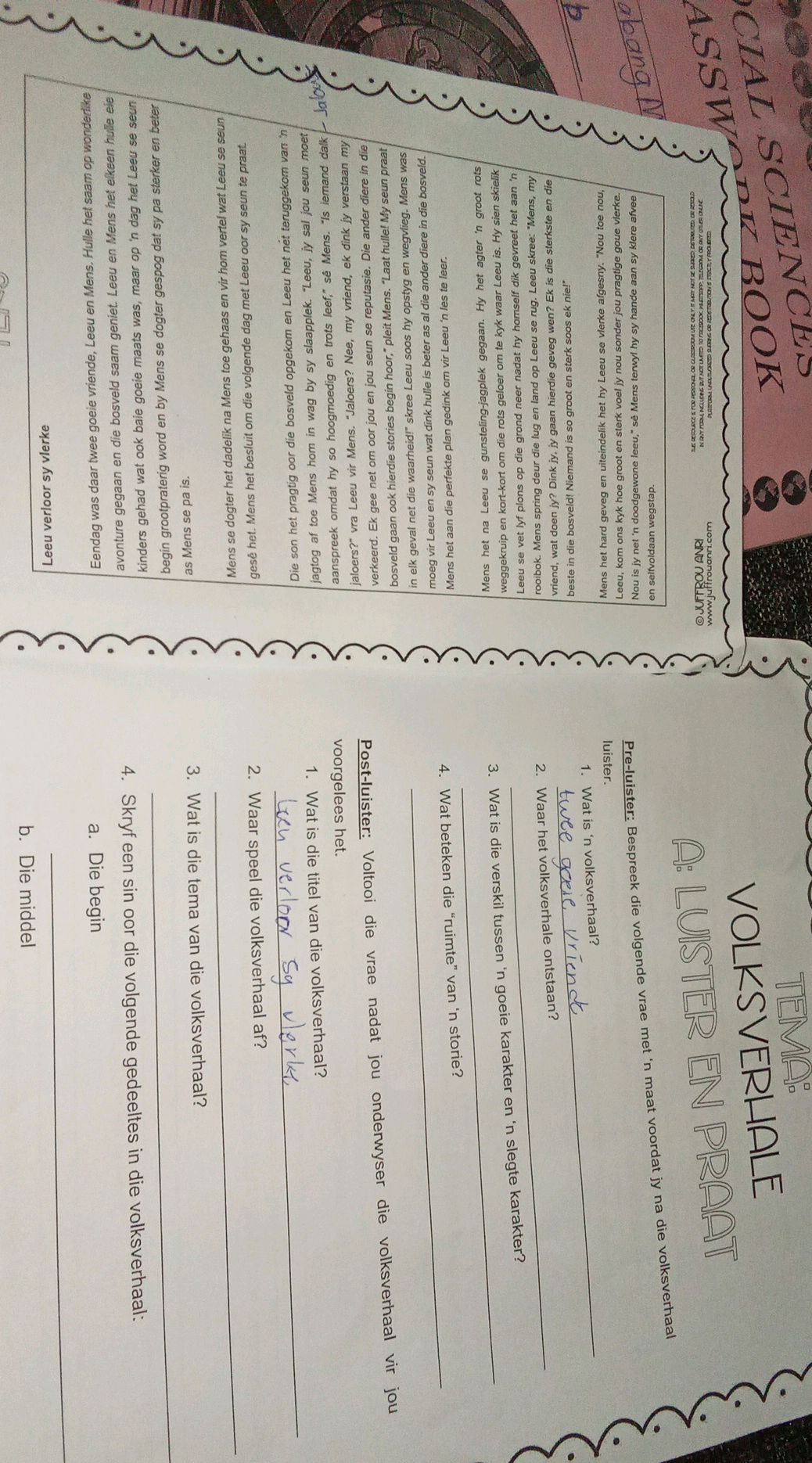 1. Wat is die titel van die volksverhaal? * | StudyX