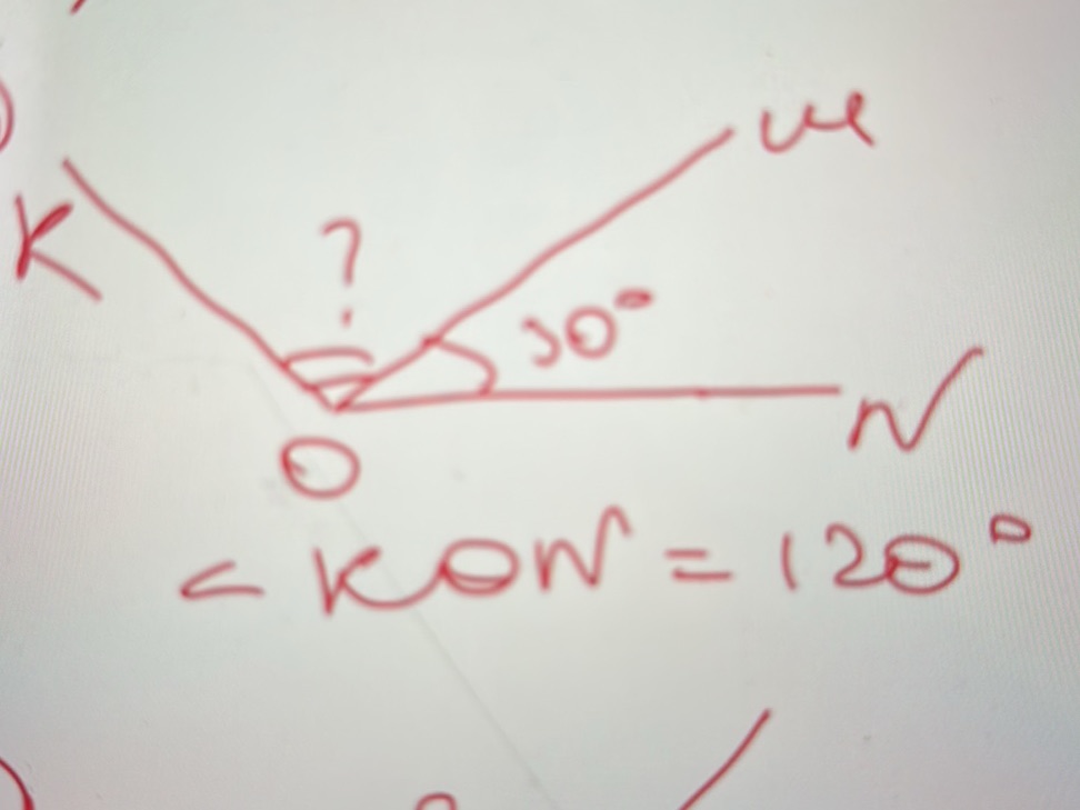 $ KON = 120^ $ Find the angle marked with a