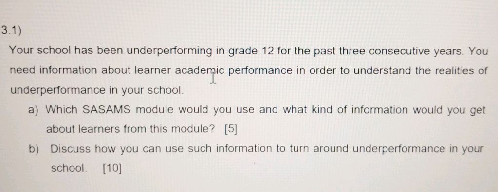 3.1) Your school has been underperforming | StudyX