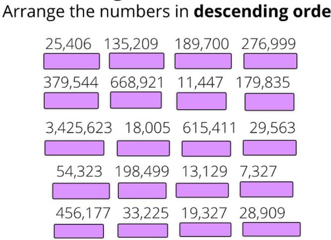 Arrange the numbers in descending order: | StudyX