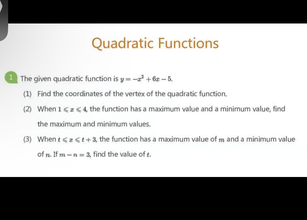 The given quadratic function is $y = -x^2 + | StudyX