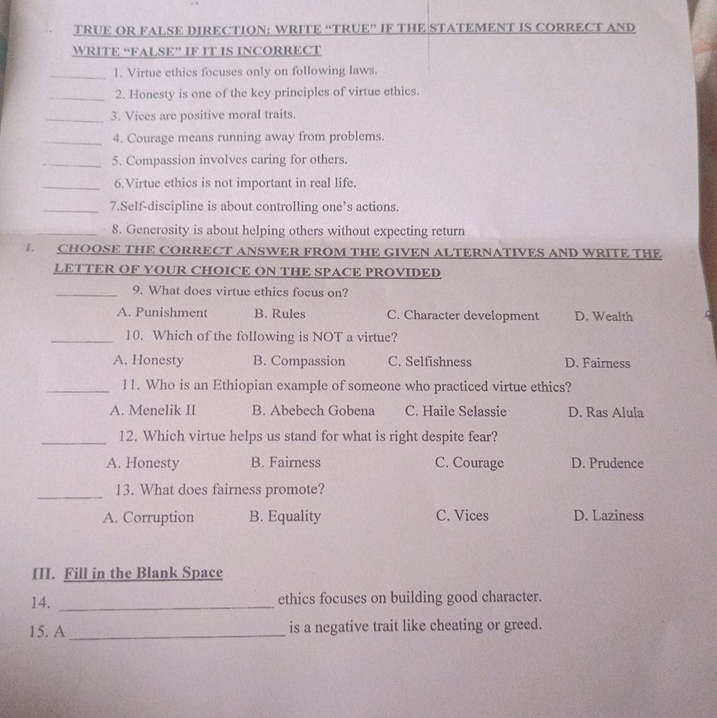 TRUE OR FALSE DIRECTION: WRITE "TRUE" IF THE | StudyX