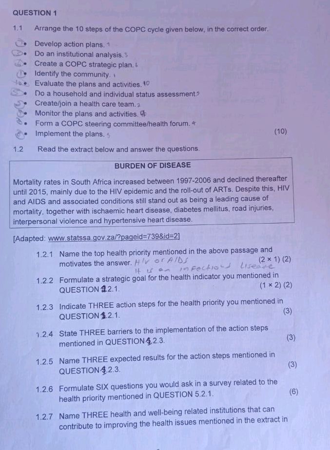 1.1 Arrange the 10 steps of the COPC cycle