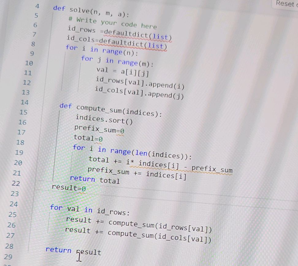 ```python def solve(n, m, a): # Write | StudyX