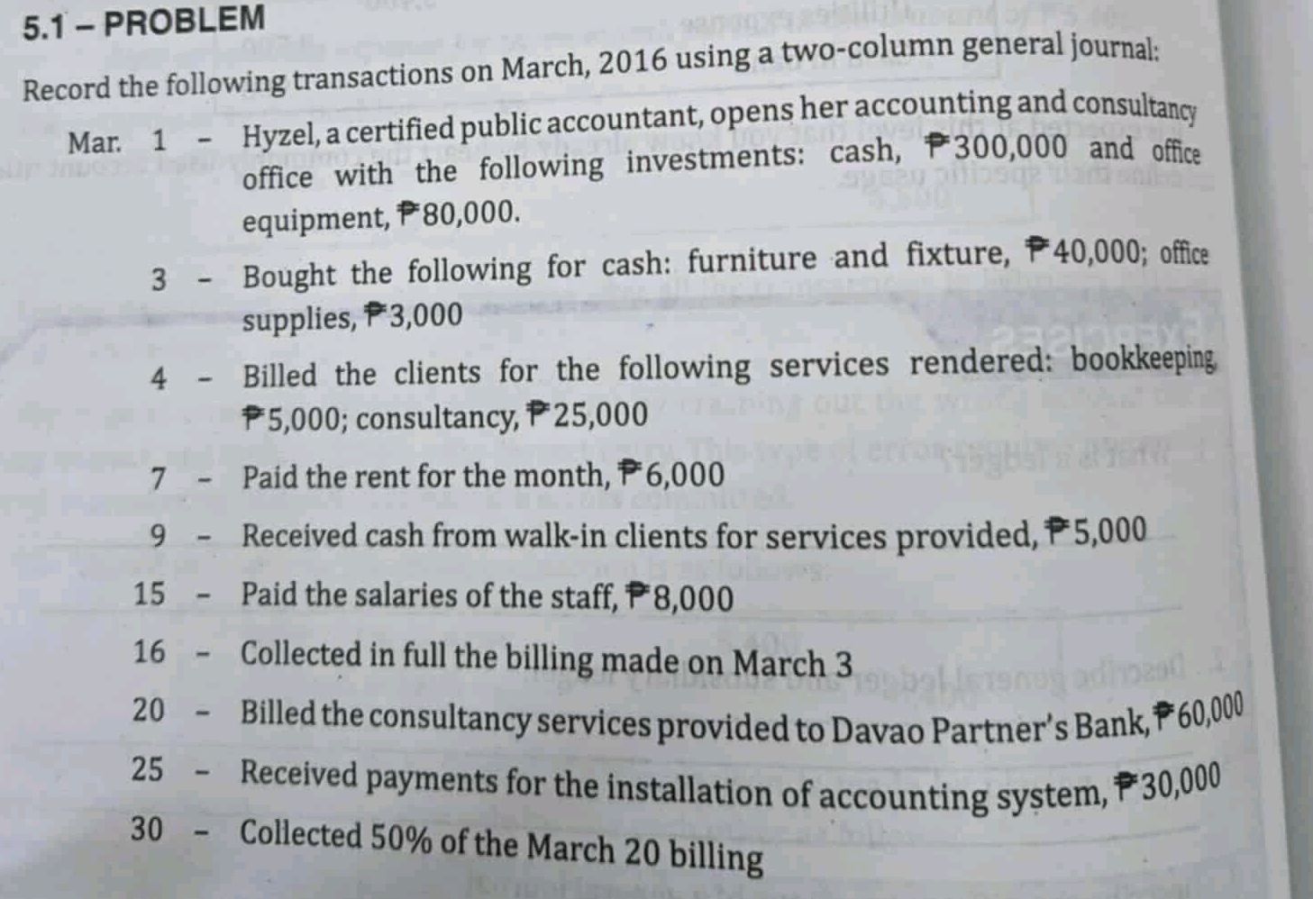 5.1 - PROBLEM Record the following | StudyX