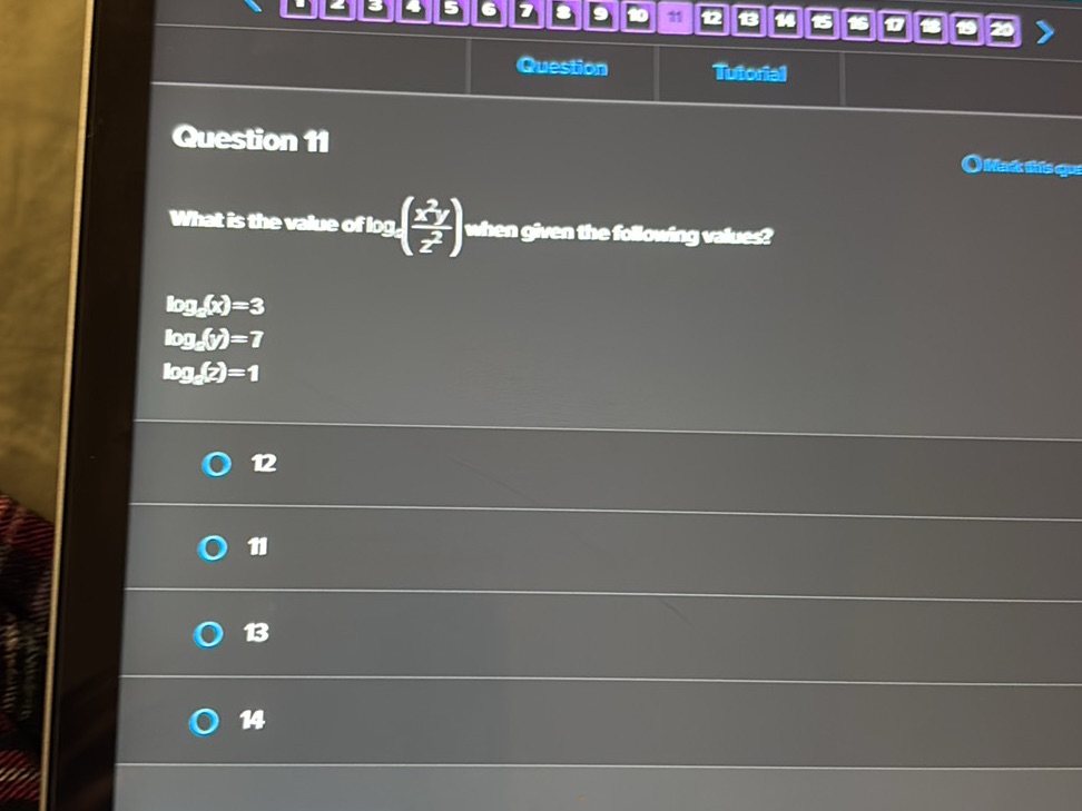 What is the value of $log( {x^2y}{z^2})$ | StudyX