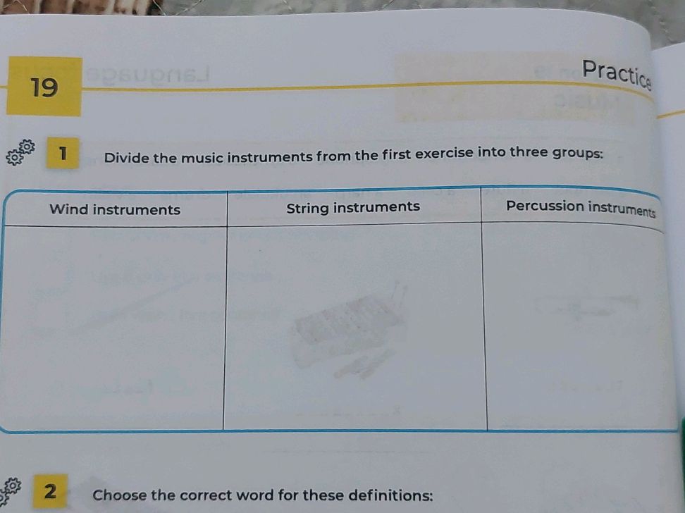 1. Divide the music instruments from the | StudyX