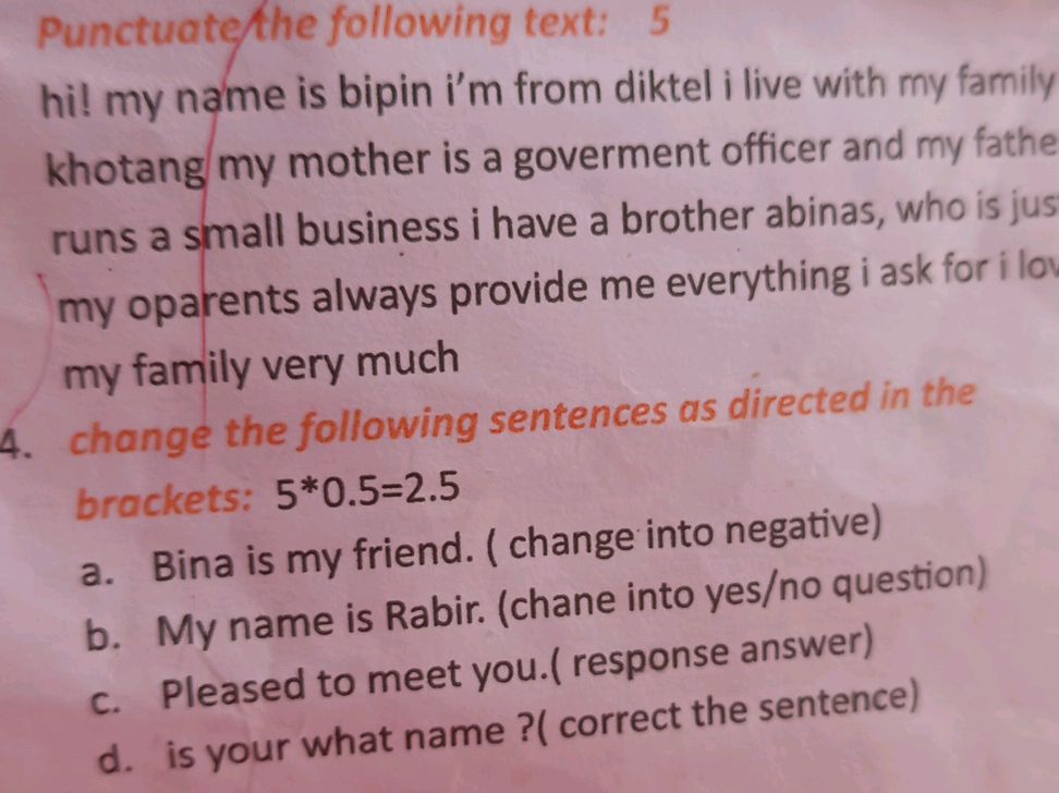 Punctuate the following text: 5 hi! my name | StudyX